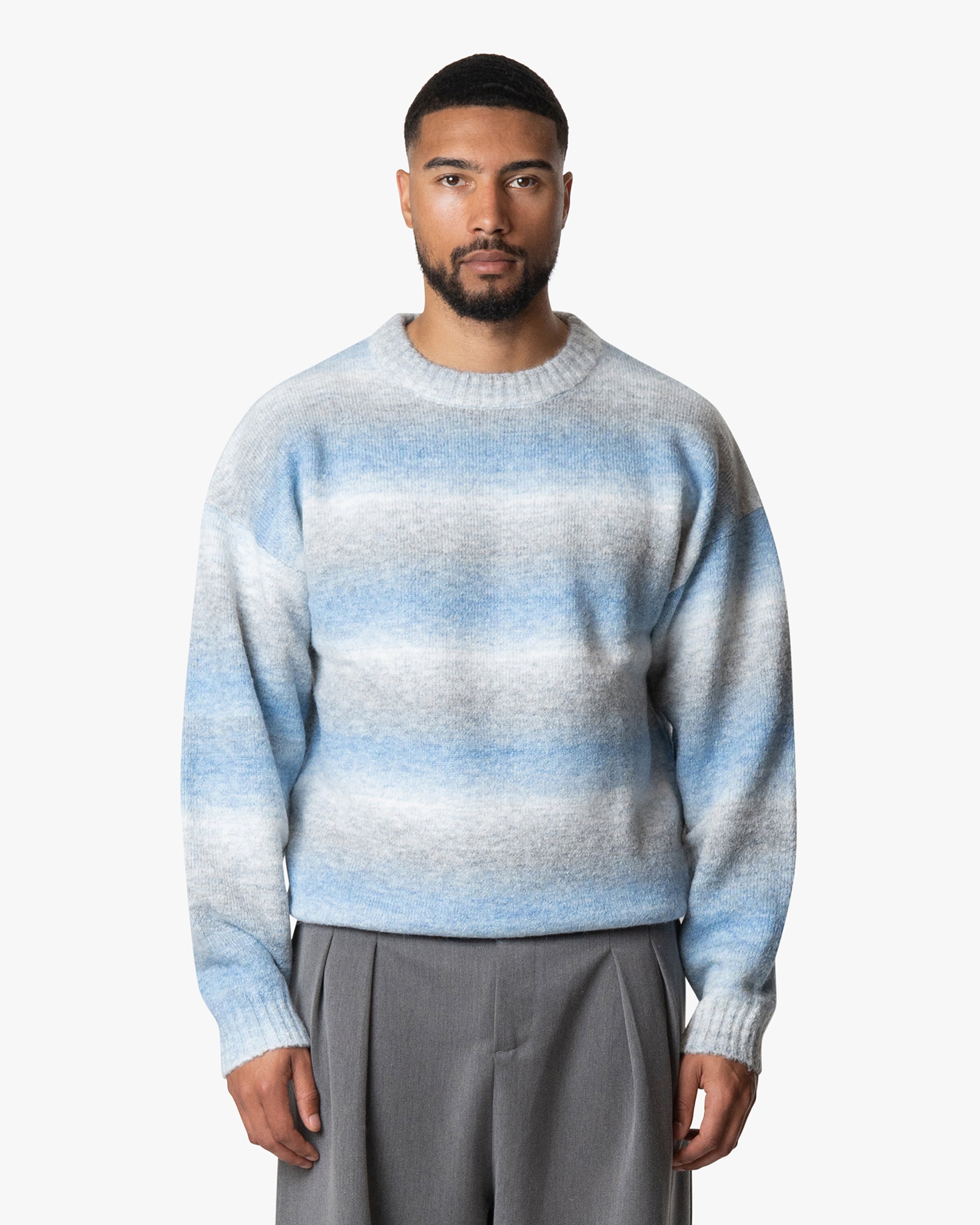 Aria Oversized Gradient Sweater - Blue/White | Menyard
