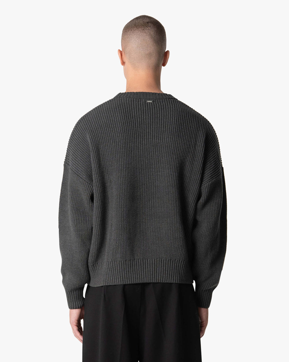 Emilian Oversized Cotton Boxy Sweater - Dark Grey | Menyard
